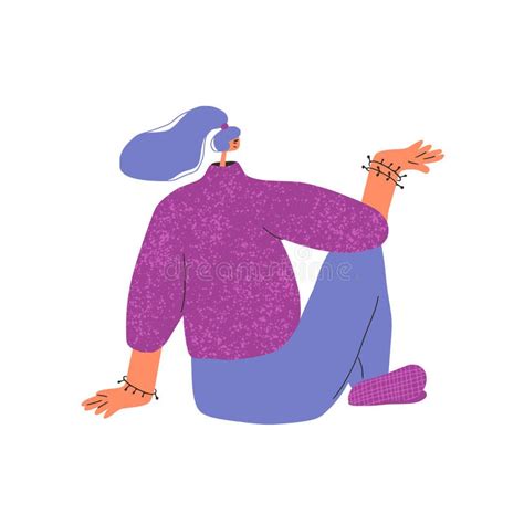 Girl Sitting On The Floor Vector Flat Color Stock Vector Illustration Of Rest Caucasian