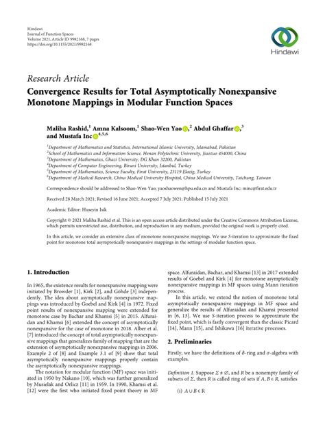 pdf convergence results for total asymptotically nonexpansive monotone mappings in modular