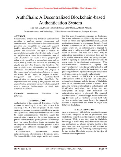 pdf authchain a decentralized blockchain based authentication system
