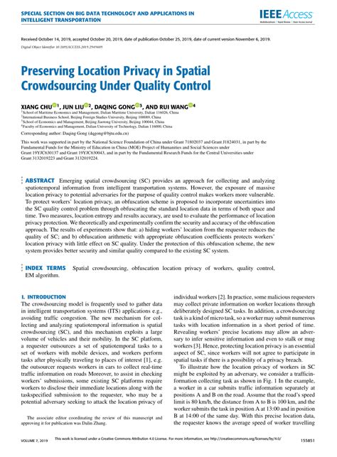 pdf preserving location privacy in spatial crowdsourcing under quality control