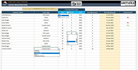 Vacation Tracker Excel Template