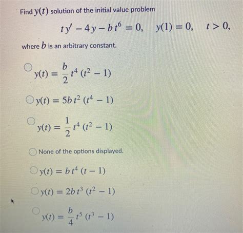 solved find y t solution of the initial value problem ty