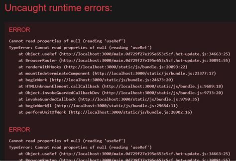 reactjs uncaught runtime error cannot read properties of null reading useref stack overflow
