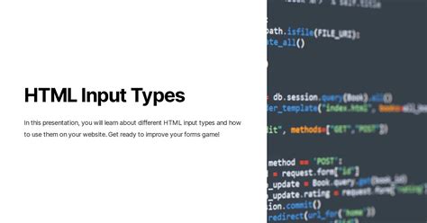 HTML Input Types