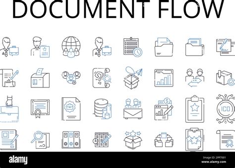 Document Flow Line Icons Collection Workflow Management Information