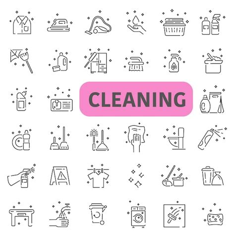 Premium Vector Cleaning Company Symbol Icons Vector Set Of Linear