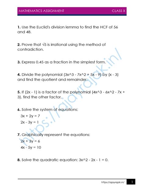 mathematics assignment pdf