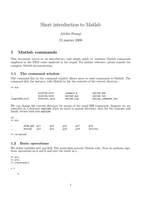 matlab intro pdf determinant matrix mathematics