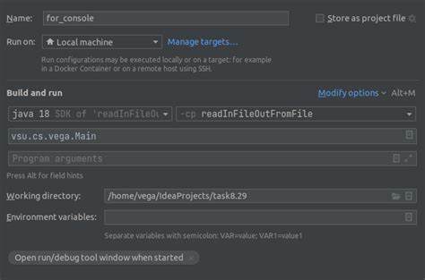 java what should be entered in intellij idea command line arguments stack overflow