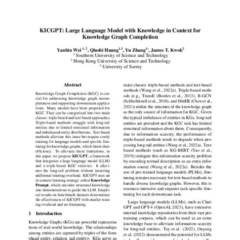kicgpt large language model with knowledge in context for knowledge graph completion acl