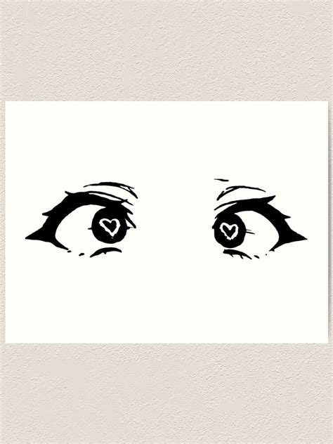 Anime Heart Eyes Black Art Print For Sale By Unicornchamploo Redbubble