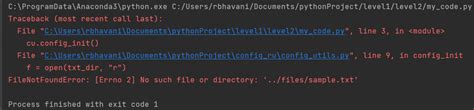 working directory python is throwing error for a file path inside the project folder where it