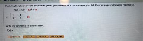 solved find all rational zeros of the polynomial enter