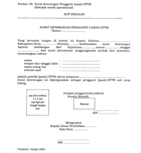 Contoh Surat Pernyataan Kehilangan Ijazah Yang Bersangkutan Surat