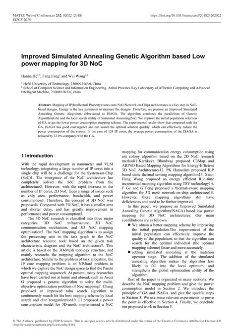 pdf improved simulated annealing genetic algorithm based low power mapping for 3d noc