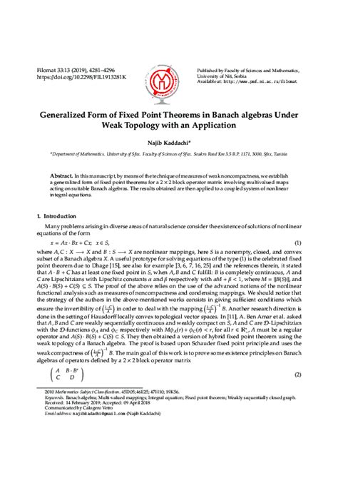 pdf fixed point theorems of block operator matrices on banach algebras and an application to