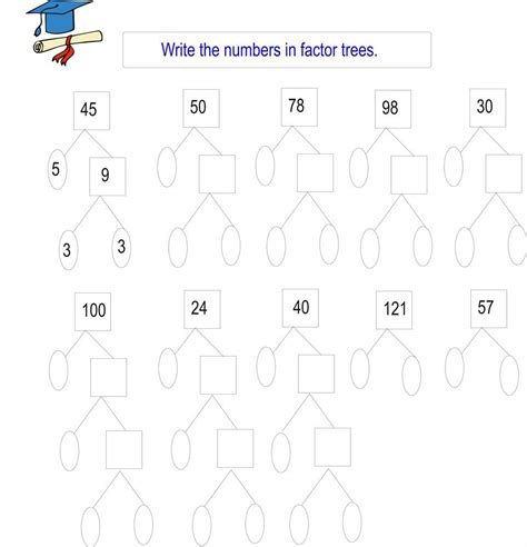 Factor Trees Worksheets