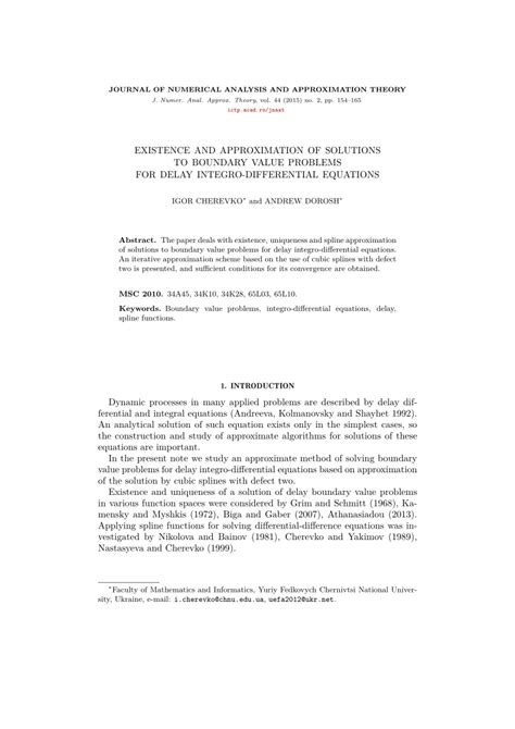 pdf existence and approximation of a solution of boundary value problems for delay integro