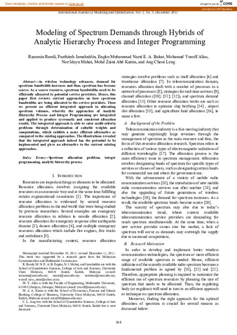 pdf modeling of spectrum demands through hybrids of analytic hierarchy process and integer