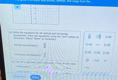 solved functions finding the intercepts asymptotes domain