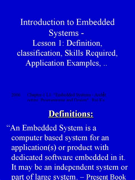 introduction to embedded systems lesson 1 definition classification skills required
