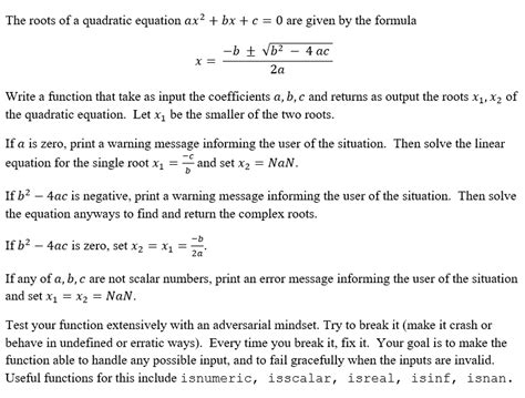 the roots of a quadratic equation ax 2 bx c 0