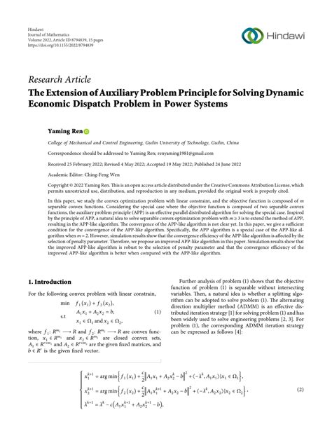 pdf the extension of auxiliary problem principle for solving dynamic economic dispatch problem