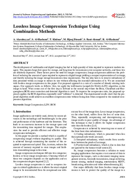 pdf lossless image compression technique using combination methods mohammad hjouj btoush