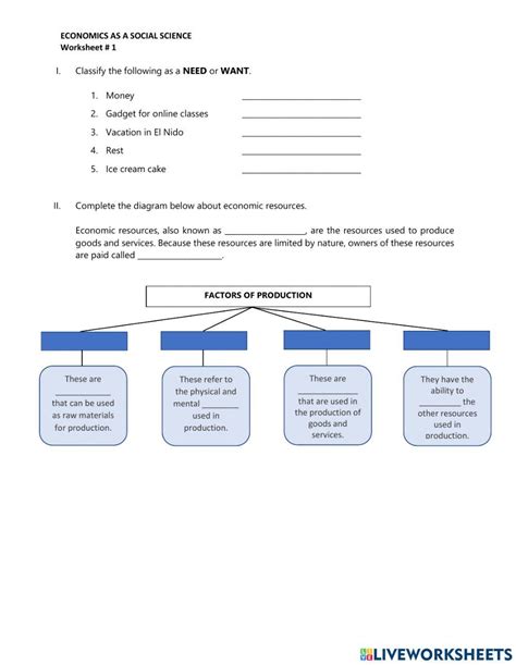 Understanding Basic Concepts In Economics Online Exercise For