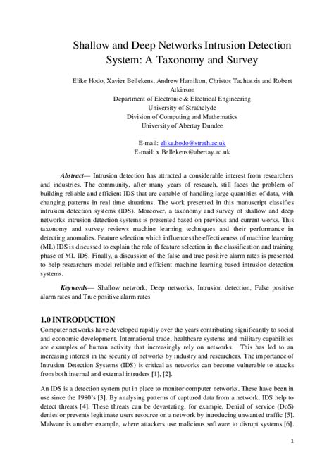 pdf shallow and deep networks intrusion detection system a taxonomy
