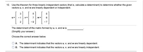 [solved] 10 use the theorem for three linearly in solutioninn