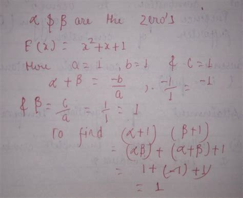if alpha beta of the zeros of the polynomial f of x is equal to x squared plus x plus one then
