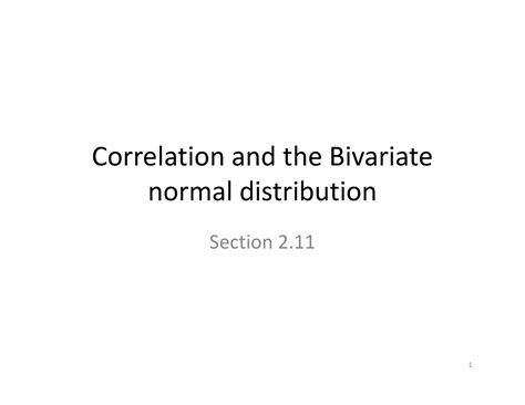 Lecture 5a Correlation And The Bivariate Normal Distribution R 1
