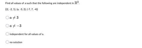 solved find all values of a such that the following are