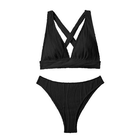 Xuapaodt Bikini Set Solid Color Bikini Sexy Strap Split Swimsuit Womens Multicolor Split