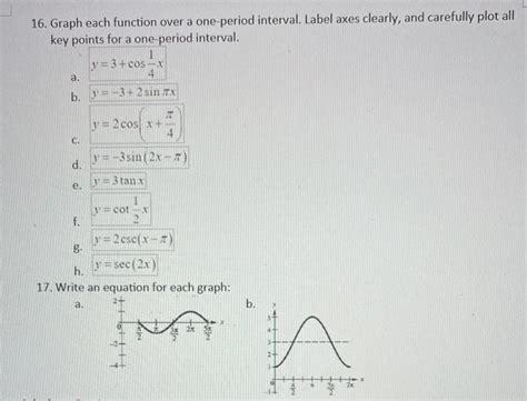 solved 16 graph each function over a one period interval