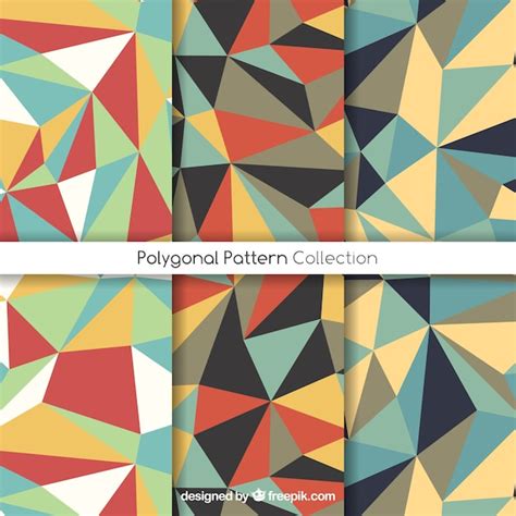 geometric patterns with colorful polygons vector free download