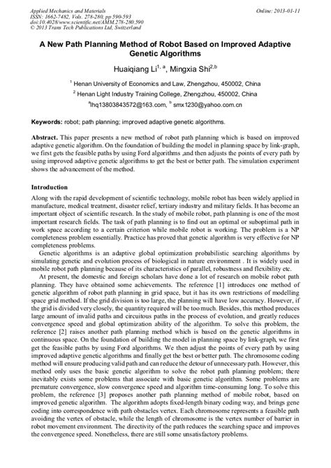 a new path planning method of robot based on improved adaptive genetic algorithms scientific