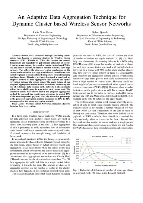 pdf an adaptive data aggregation technique for dynamic cluster based wireless sensor networks