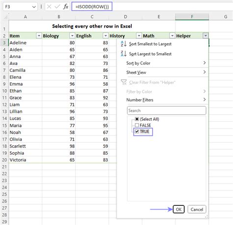 How To Select Every Other Or Every Nth Row In Excel
