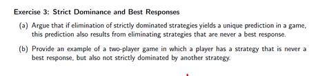 solved exercise 3 strict dominance and best responses a