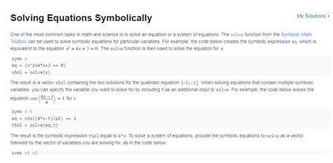 solved my solutions solving equations symbolically one of