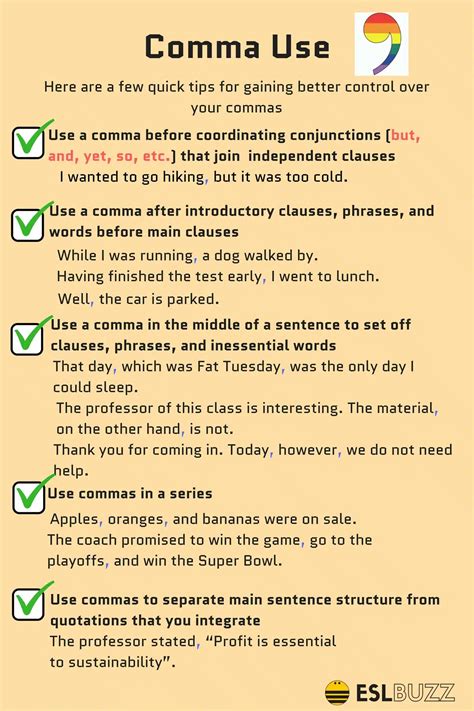 8 Rules For Using Commas Correctly ESLBUZZ