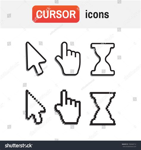 Mouse Hand Arrow Pixel Cursors Icons Mouse Hand Royalty Free Stock