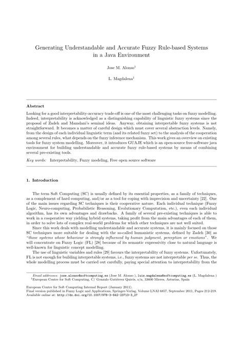 pdf generating understandable and accurate fuzzy rule based systems in a java environment