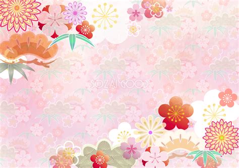 和風 吉祥花模様 の背景無料イラスト画像54077 素材Good
