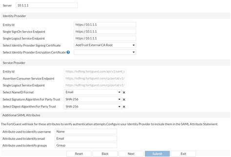 Security Assertion Markup Language SAML Support FortiGuest 1 2 0