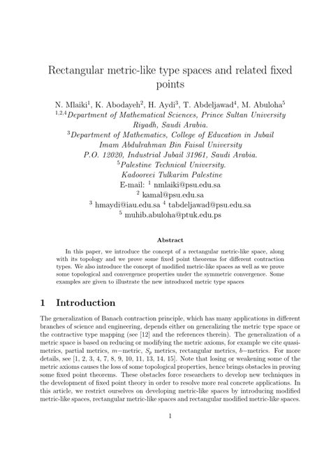 pdf rectangular metric like type spaces and fixed points