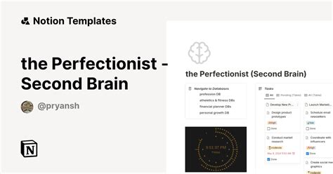 The Perfectionist Second Brain Template By Pryansh Notion Marketplace