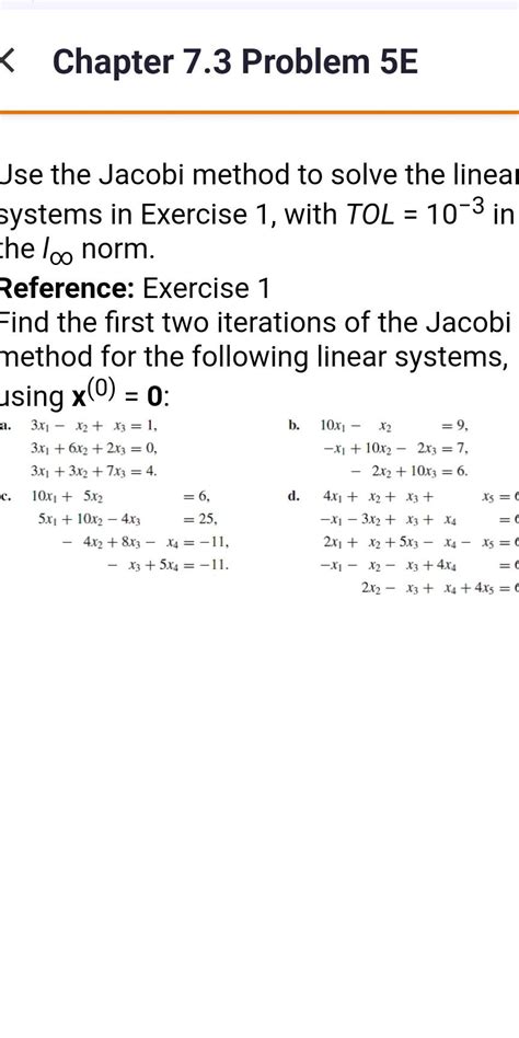 solved jse the jacobi method to solve the lineal systems in